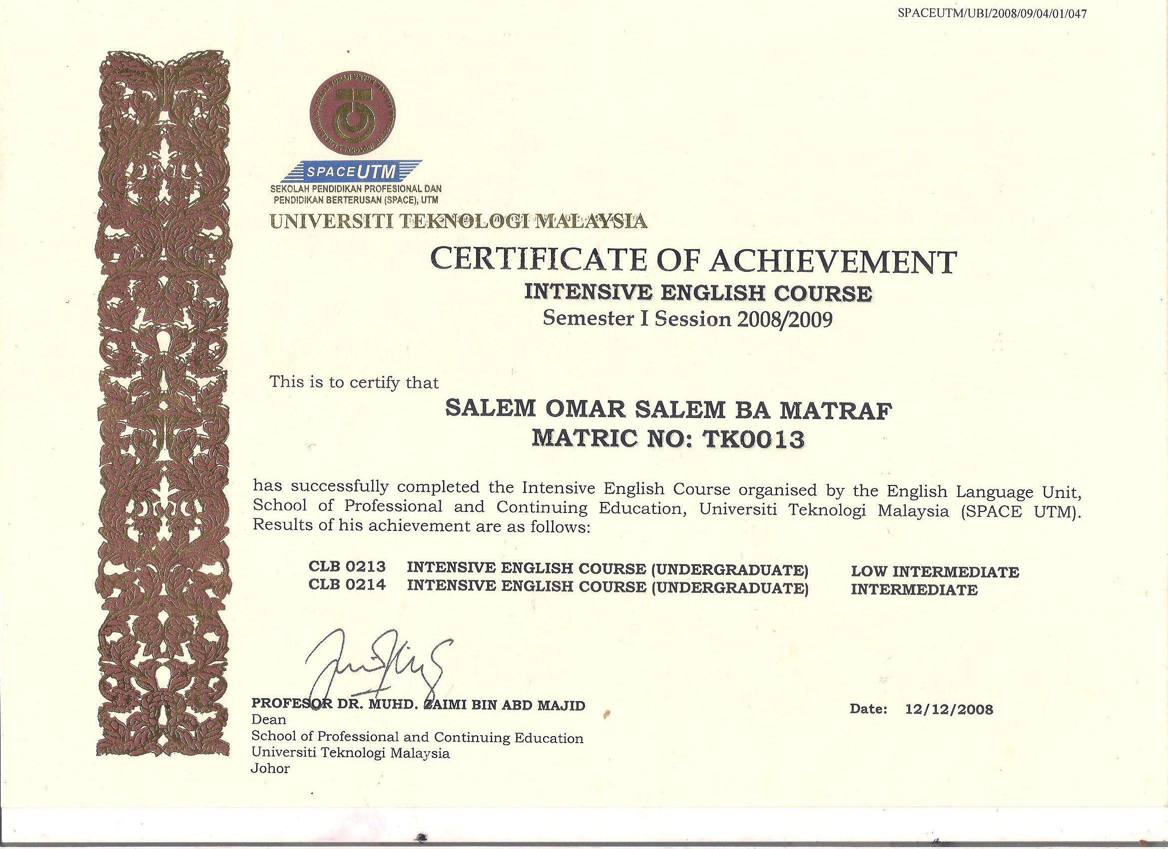 My Certificates and Achievements - MyePortfolio@UTM