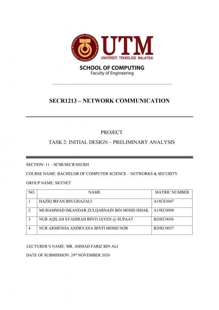 Network Design Project Task 2 - Initial Design & Preliminary Analysis ...
